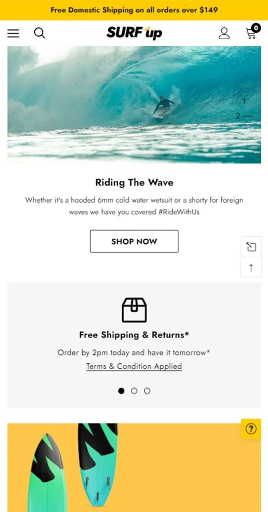 Surfup - Surfing & Water Sports - Ecommerce Website Template